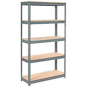 Global Industrial Boltless Extra Heavy Duty Shelving 48" W x 12" D x 72" H, 5 Shelves, Wood Deck