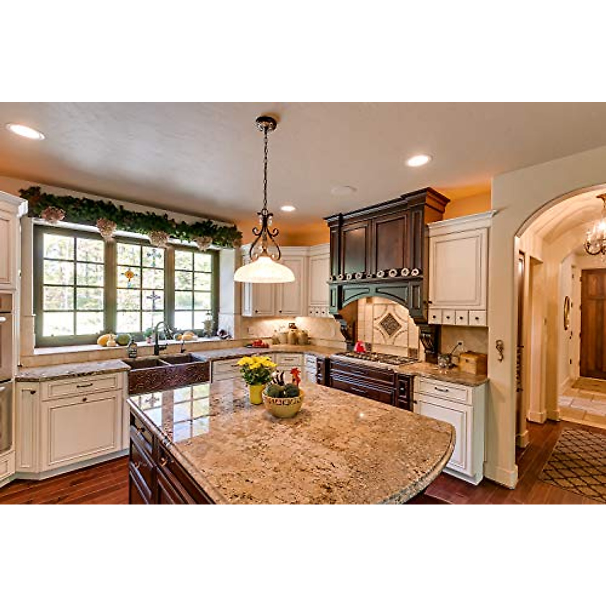 Premier Copper Products KA50DB33229S 33-Inch Hammered Copper Kitchen Apron 50/50 Double Basin Sink with Scroll Design, Oil Rubbed Bronze