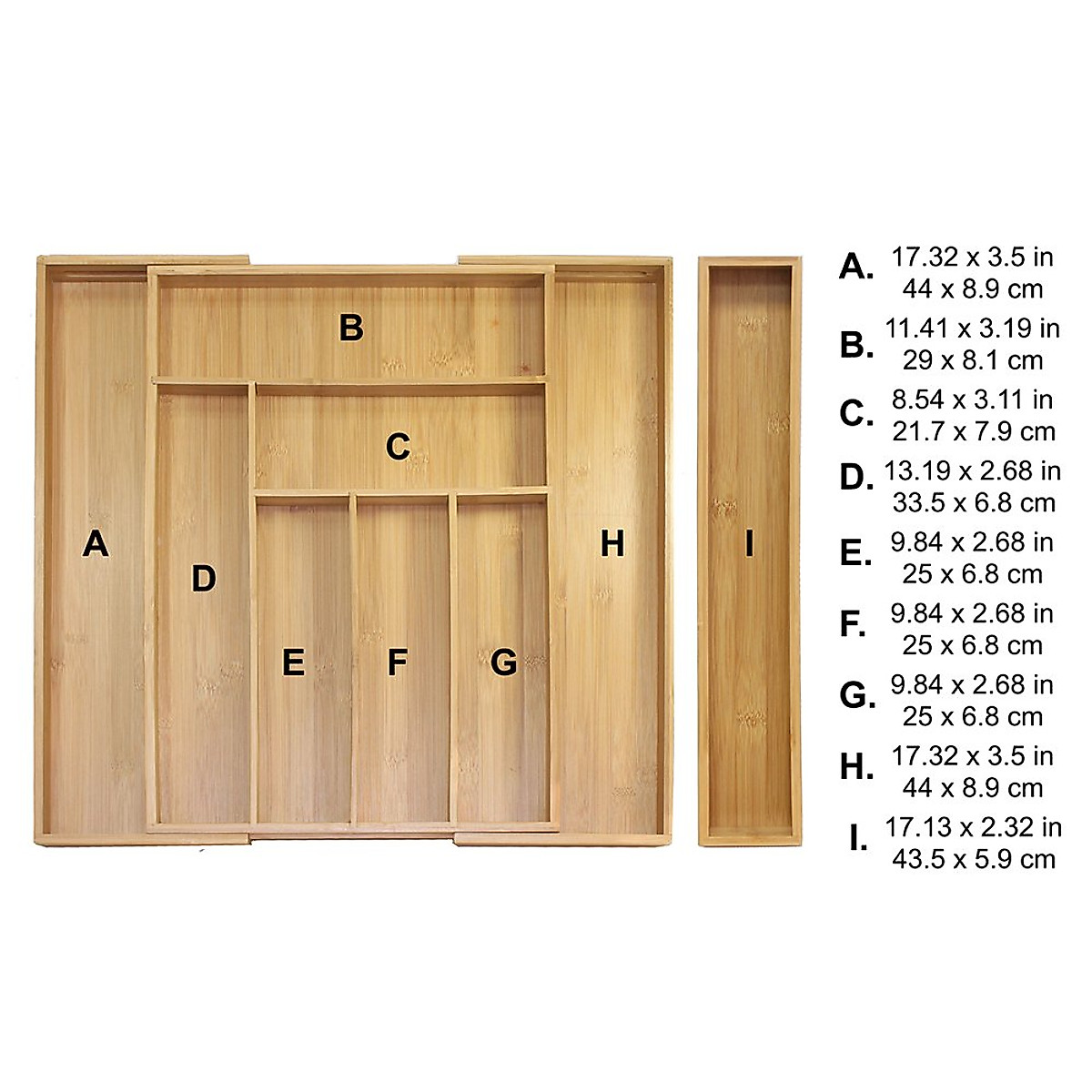 Oceanstar Bamboo Expandable Set Drawer Organizer, 18 in, Natural (KT1293)