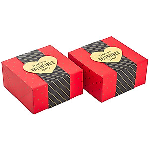 Hallmark 8" Medium Valentine's Day Gift Boxes (Pack of 2: Red with Black and Gold Wrap Band) for Jewelry, Wrapped Candy, Small Toys, Gift Cards
