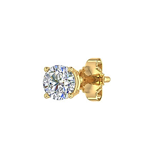 1/4 Carat 4-Prong Set Diamond Unisex Stud Earring in 14K Yellow Gold (Single Piece)
