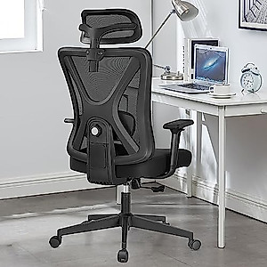 KERDOM Ergonomic Office Chair Gaming Chair Swivel Computer Desk Chair, Breathable Mesh High Back Task Chair with Adjustable Lumbar Support, 3D Armrests and Headrest Black