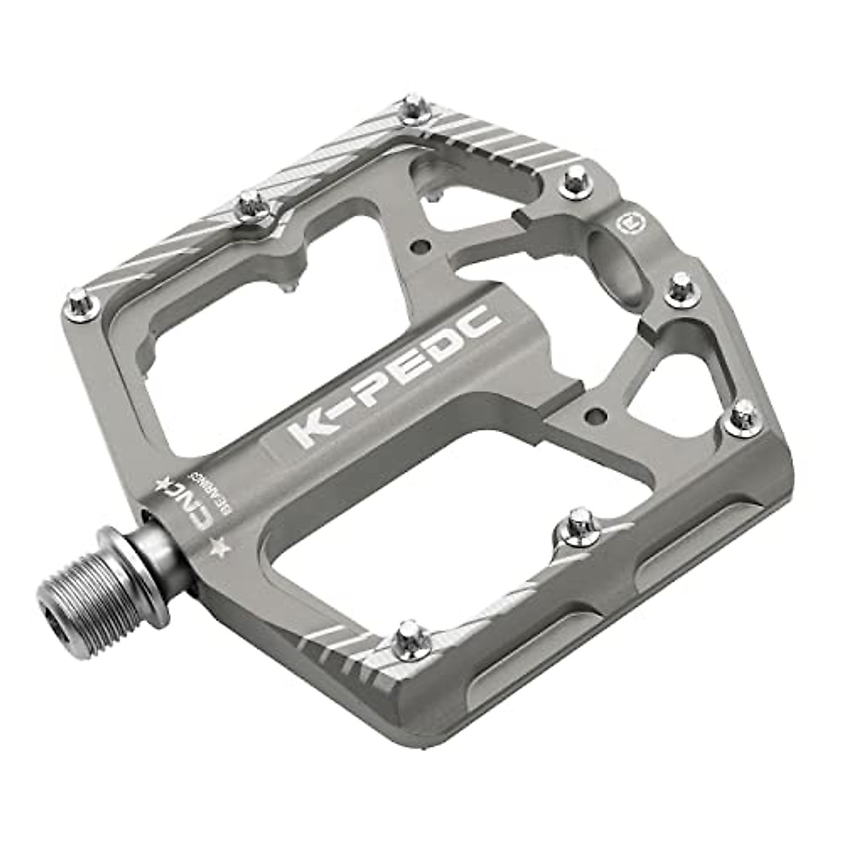 K PEDC Bike Pedal Aluminum Alloy 9/16" Bike Pedal MTB Wide Platform Flat Non-Slip Bicycle Pedals with 3 Bearings for Mountain Bikes, Road, BMX (TI 3bearings)