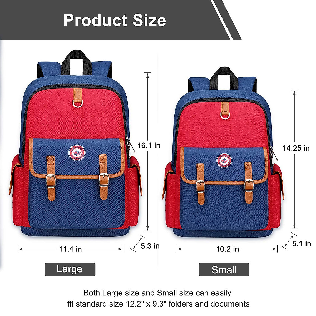 weiatas Kids Backpack Children Bookbag Preschool Kindergarten Elementary School Bag for Girls Boys (Red-blue, Small)