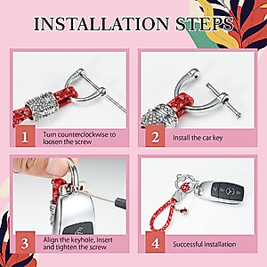 Bling Crystal Car Keychain for Women, Keychain Accessories With Bling Rhinestones, Fashionable Car Key Chain for Car Keys for Honda/MercedesBenz/Audi/BMW/Hyundai/Nissan/Mazda/Chvey/Toyota (Red)