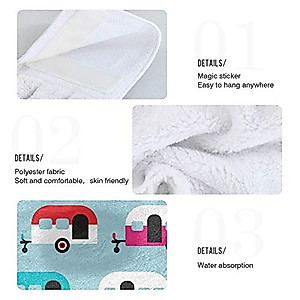 Bolaz Happy Camper Caravan Hanging Kitchen Towel Travel Car Truck Hand Towel 2 Pcs Absorbent Hanging Tie Towels for Bathroom Laundry Room Kitchen 12 x 17 Inches