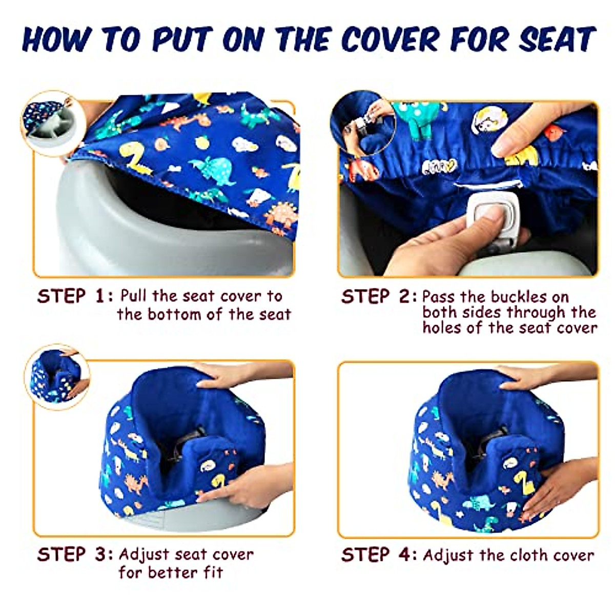 SMTTW Seat Cover Compatible with Bumbo Seat, Summer Cooling Seat Cover, Baby Seat Cover, Super Soft & Breathable Baby Seat Cover, Perfect Compatible with Bumbo Seat (Dinosaur)