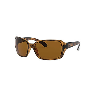 Ray-Ban Women's RB4068 Square Sunglasses, Havana/Polarized B-15 Brown, 60 mm + 0