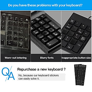 2PCS Keyboard Number Stickers, Keyboard Number Pad Replacement Stickers Universal for Wireless Numeric Pad Numpad Keypad, Laptop, Desktop, Computer, Keyboard Numbers Sticker -Matte