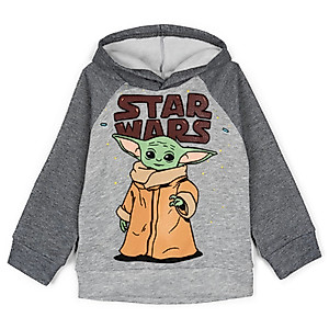 STAR WARS The Mandalorian Grogu Big Boys Fleece Pullover Hoodie Gray 10-12