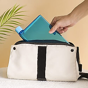 Reusable Slim Flat Water Bottle 420ml Portable - Fits in Pocket &Random Corner.Portable Cup for School,Sports, Travel, Dining Time