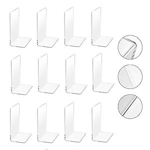 MerryNine Plastic Acrylic Bookends Pair Organizer Bookshelf Decor Decorative Bedroom Library Office School Supplies Stationery Gift (Plastic Acrylic_6 Pairs)