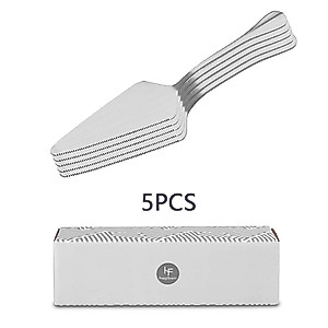 Pie Server Stainless Steel, HOFTEN Cake Pie Pastry Server Set of 5, Professional Dessert Server For Cake Cheese Pie Pizza and more, Serrated Cake Knife （8.93inch Length)