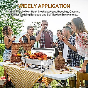 4 Pack Chafing Dish Buffet Set 8 Qt Stainless Steel Complete Chafer Set Catering Warmer Set with Water Pan, Fuel Holder for Parties, Dinners, Catering, Buffet and Weddings