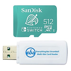 SanDisk Nintendo Switch 512GB MicroSDXC Card Works with Nintendo Switch OLED Model (SDSQXAO-512G-GNCZN) U3, Class 10, 4K UHD, UHS-I Bundle with (1) Everything But Stromboli MicroSDXC & SD Card Reader