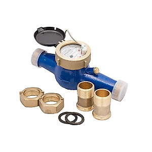 2 Inch Multi-Jet Brass Totalizing Water Meter with Pulse Output, Sealed Dry Dial, Internal Strainer, Horizontal Mount, for Non-Potable Water Systems, Max Pressure 150 PSI