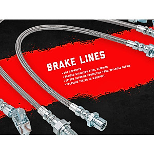 Rough Country Front Stainless Brake Lines for 87-06 Jeep TJ/YJ/XJ | 4-6" - 89702
