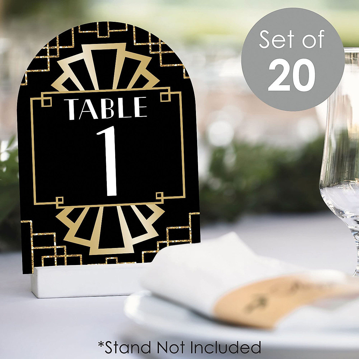 Big Dot of Happiness Roaring 20’s - 1920s Art Deco Jazz Party Double-Sided 5 x 7 inches Cards - Table Numbers - 1-20