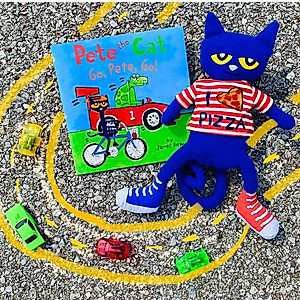 MerryMakers Pete The Cat Pizza Party Soft Plush Blue Cat Stuffed Animal Toy, 14.5-Inch, from James Dean's Pete The Cat Book Series, Multi (1868)