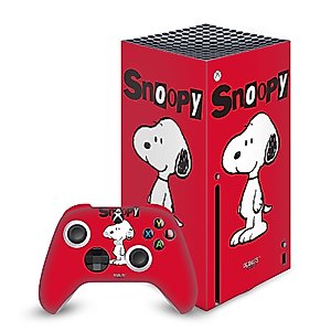 Head Case Designs Officially Licensed Peanuts Snoopy Character Graphics Vinyl Sticker Gaming Skin Decal Cover Compatible With Xbox Series X Console and Controller Bundle