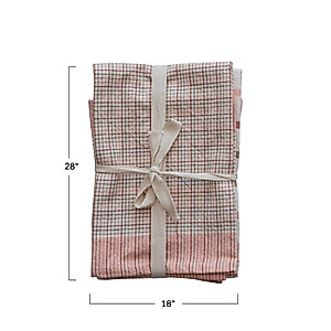 Creative Co-Op Cotton Grid Pattern, Set of 3, Multicolor Tea Towel, Multi