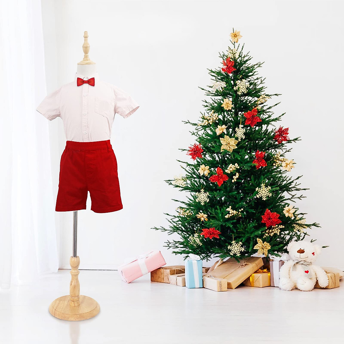 Child Mannequin Dress Form,Kid Dress Form with Wooden Base,Adjustable Girl and boy Dress Form for Apparel Scarf Window Shop Display, 4-5 Years Old