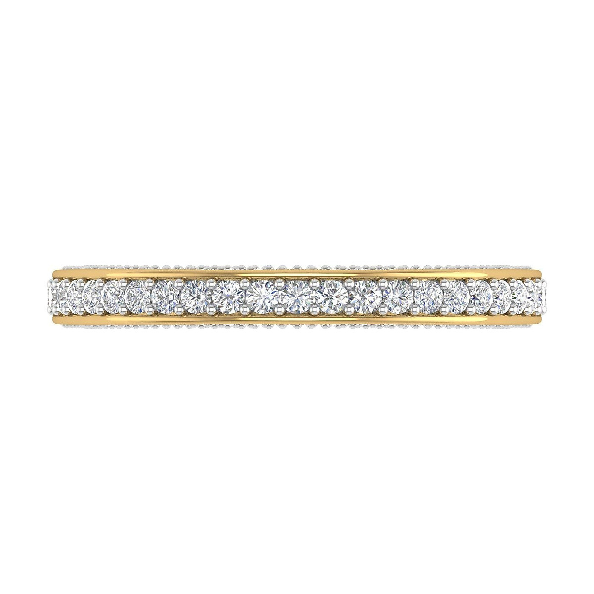FINEROCK 1 Carat Prong Set Diamond Ladies Wedding Eternity Ring in 14K Yellow Gold - IGI Certified (Ring Size 7)