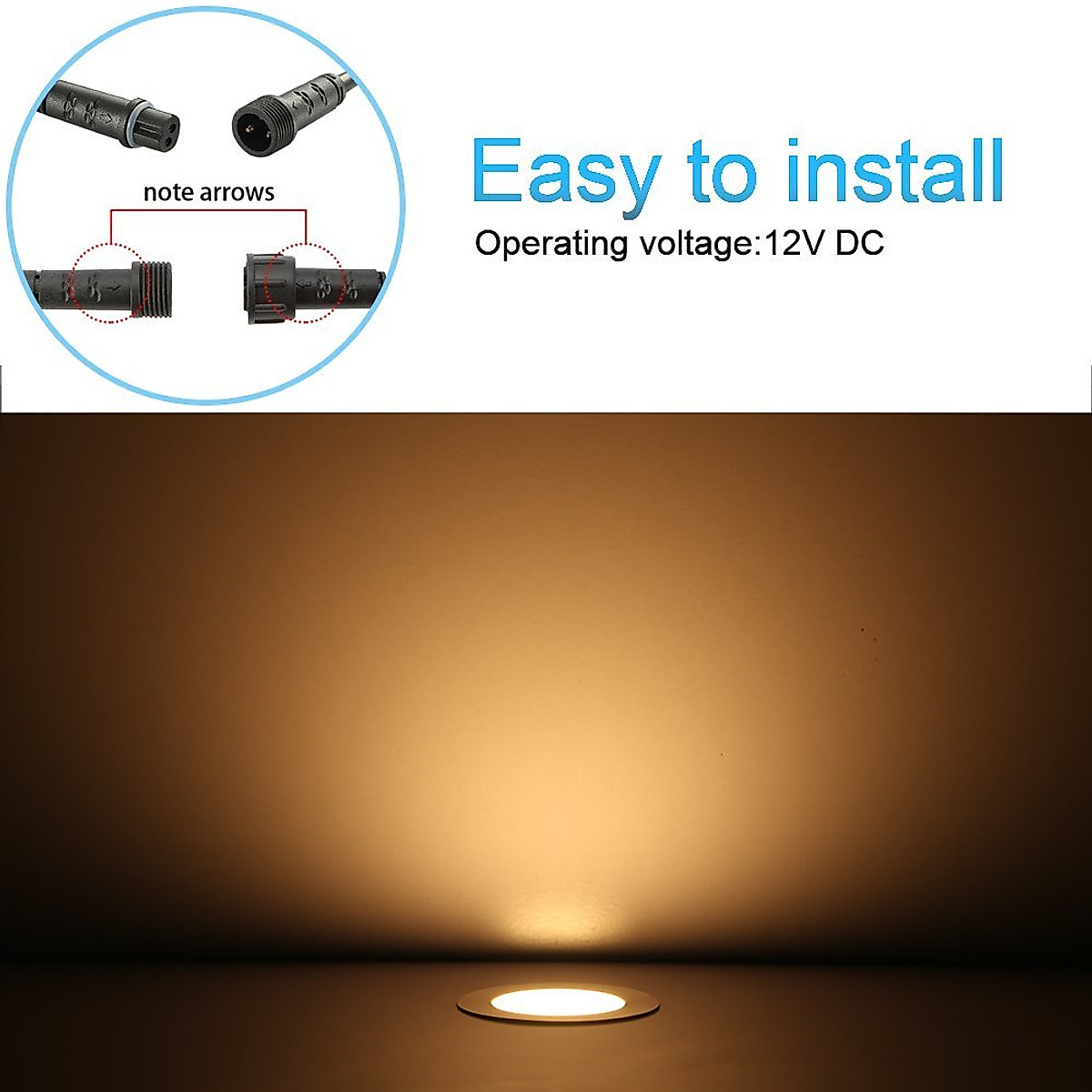 FVTLED WiFi Deck Lighting, WiFi Controlled 20pcs Low Voltage LED Step Lights Kit Φ1.77 Stainless Steel Waterproof Outdoor Recessed Stair Light Work with Alexa Google Home, Warm White