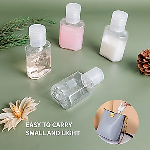 50 Pcs 1 oz Hand Sanitizer Bottles Empty Clear Travel Bottles Refillable Plastic Containers with Flip Cap for Outdoor, Camping and Trip