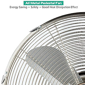 Tangkula 18-Inch Metal Pedestal Fan, Industrial Metal Standing Fan w/Powerful Motor, Height & Wind Speeds Adjustable Fan w/Wide Oscillation Angle, Perfect for Gyms, Warehouses