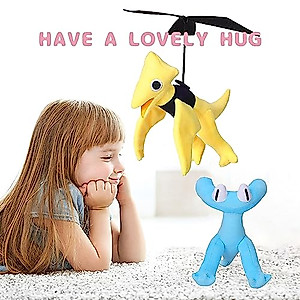 Lesome Rainbow Friends Plush Cyan Plush, Lookies Plush Yellow Rainbow Friends Chapter 2 Great Choice for Graduation Gift Children's Day Gift Doors Plush Party Favors (A-Cyan+Yellow)