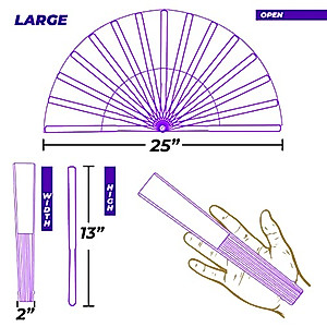 CTT CREATIONS Large Folding Fan- 13i nches Tall 25 inches Wide- Hand Fan- Send Noods- Fan for Events Rave Concert and Festival- Light and Compact
