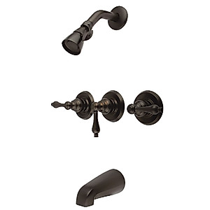 Kingston Brass Magellan Three-Handle Tub and Shower Faucet Oil Rubbed Bronze Oil Rubbed