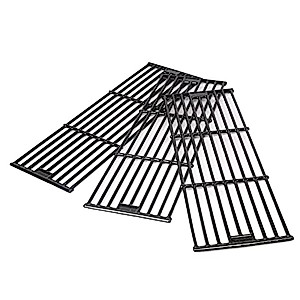 Hisencn Porcelain Cast Iron Cooking Grates for Char-Griller Duo 5050, 3001, 5650, 3008, 3030, 3725, 4000, 2121, King Griller 3008 5252, 19.75 inch Coated Cast Iron Grill Grids Replacement