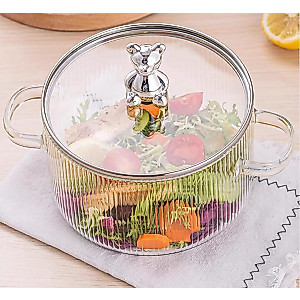 Jucoan 1.8L/60oz Glass Saucepan with Cover, Simmer Pot for Stovetop, Heat Resistant Glass Cooking Pot for Pasta Noodle, Soup, Milk, Christmas Home Fragrance Potpourri Cooking