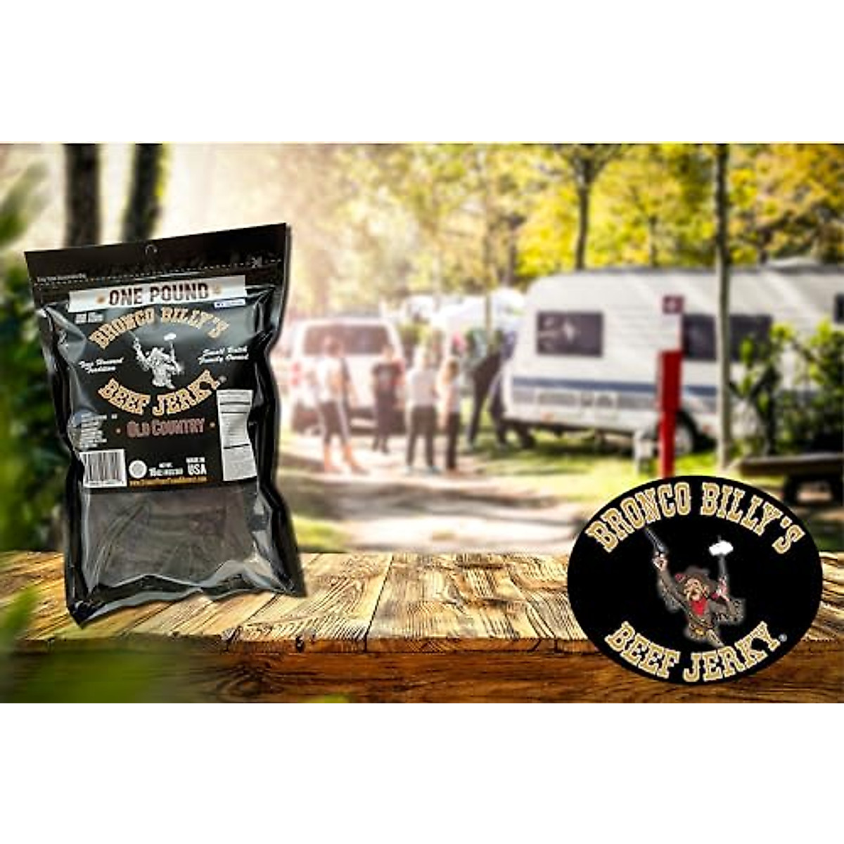 Bronco Billy's Beef Jerky Hickory Smoked Old Country One Pound Resealable Bag
