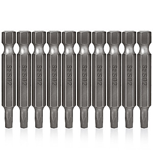 10PCS SQ2 Square Drive Bits 1/4-Inch Shank Long Magnetic Square Head Screwdriver Bit Set 2 Inch/50 mm S2 Steel Square Drill Bits for Repair Furniture, Square Screwdriver Bits