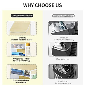 Pomeney Over Door Organizer with Dustproof Cover, Behind Door Storage 4 Large Pockets and 6 Side Pockets, Front Door Organizer for Diapers Organizer, Nonwoven Material Breathable，Beige