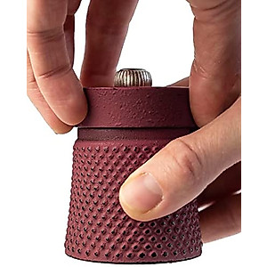 Peugeot Bali Fonte Cast Iron Pepper Mill 8cm-3 inch, Red. Gift Set includes a Peppercorn Spice Cube
