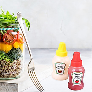 Mini Sauce Bottle,Mini Condiment Squeeze Bottles,Honey/Ketchup/Soy Sauce/Salad Dressing Dispensers Squeezable Jars Containers
