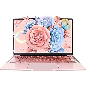 【Win 11 Pro/Office 2019】14" Laptop Narrow-Bezel FHD IPS 1920 x 1080 Display, 6G RAM,256GB SSD, Celeron J4105 CPU, Ultra-Thin and Portable, HDMI, 180 °Opening and Closing (6G+256GB SSD, Rose Gold)