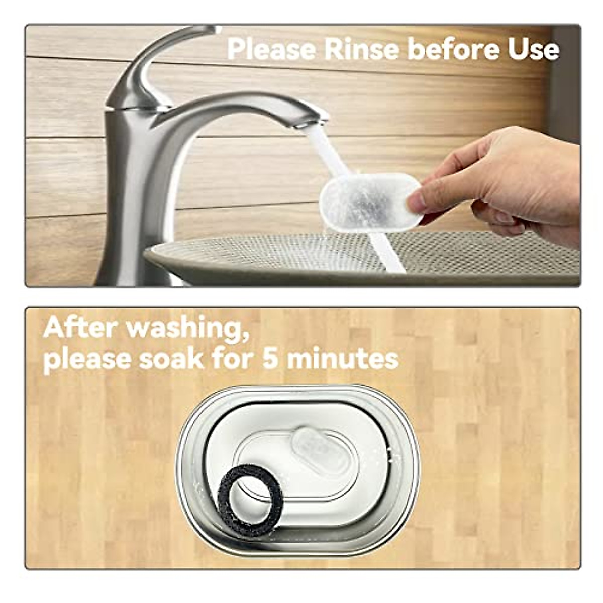 SOOFPET Cat Water Fountain Filter, 24 Pieces (Carbon Filters + Foam Filters), Replacement Filters for 108oz/3.2L Stainless Steel Cat Water Fountain