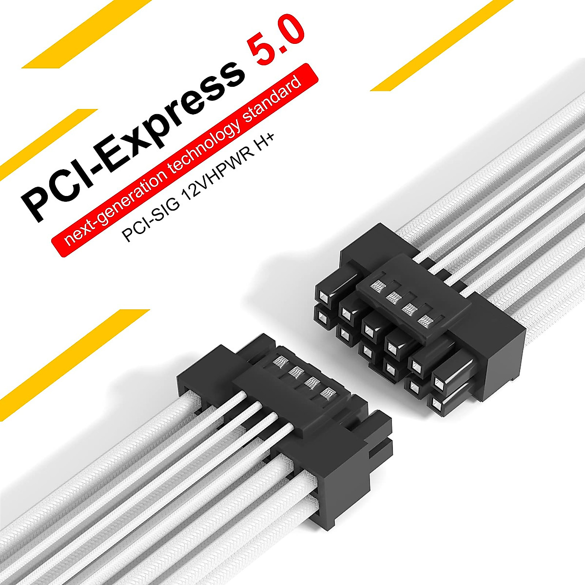 Sirlyr 16Pin GPU Cable,Pcie 5.0 12VHPWR Sleeved Modular Cables,Male to Male PSU Cable,Mini 12+4 pin Adapter 600W ATX 3.0 Power Supply for RTX 3090TI and 4090 Graphic Card with Combs(White)