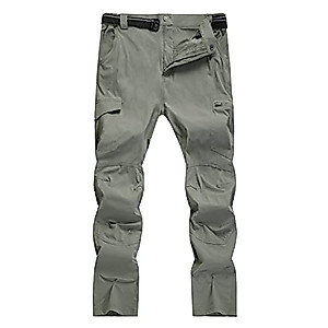 WENRONSTA Men's Hiking Work Cargo Pants Quick-Dry Lightweight Waterproof 6 Pockets Outdoor Mountain Fishing Camping Pants Sage Green M
