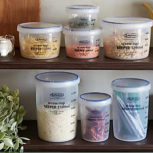 (Set of 3) Lustroware Airtight Nestable Food Container Set with Lid, Kitchen Home Reusable Meal Prep Storage, Canister with Calibration, Dishwasher & Microwave Safe (8.5, 17, 25 oz)