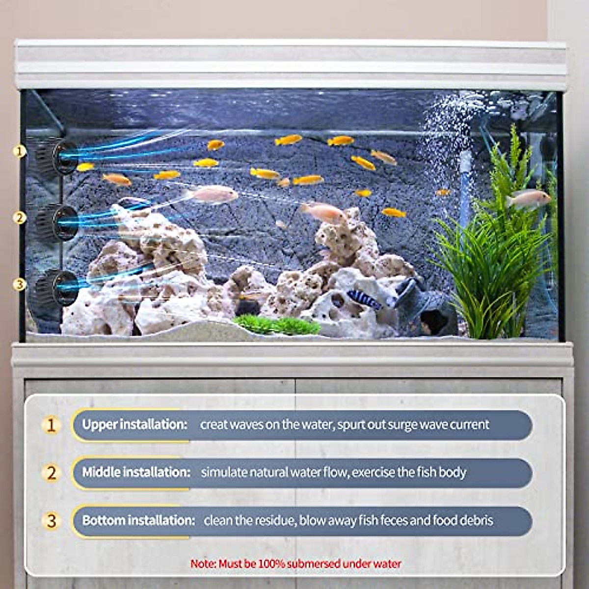 Aquarium Wave Maker With Controller, 3400 GPH DC Circulation Pump, Ultra-Quiet Fish Tank Powerhead for 60-120 Gal Freshwater Saltwater Tank