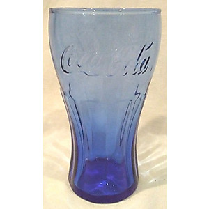 Coca Cola Cobalt Blue Glass 6", Coca Cola Curved Fountain Glass