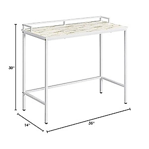 OSP Home Furnishings Brighton Console Table, Mosaic Top and White Metal Frame