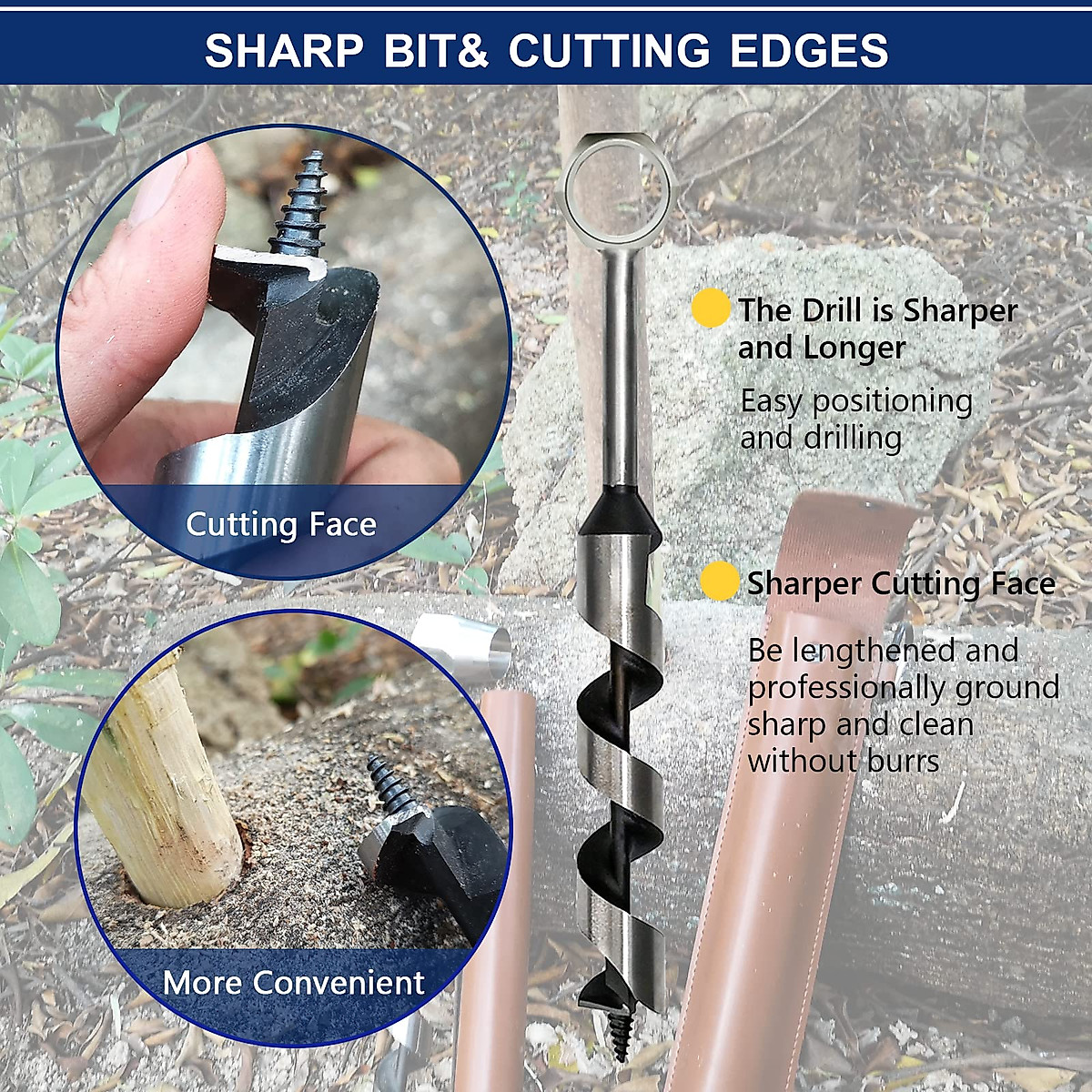 1 X 10-inch Hand Auger Wood Drill, Hexagon Embedded Welding Bushcraft Hand Auger Wrench Scotch Eye Auger Manual Bushcraft Auger Set w/Leather Case Survival Tools -by MinliGUY