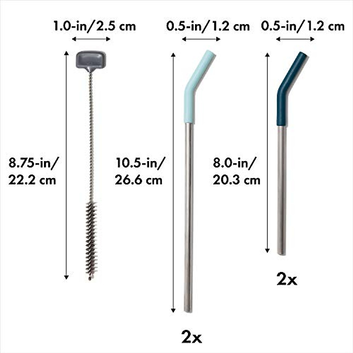 OXO Good Grips 5-Piece Set (Blue/Green) Reusable Straws